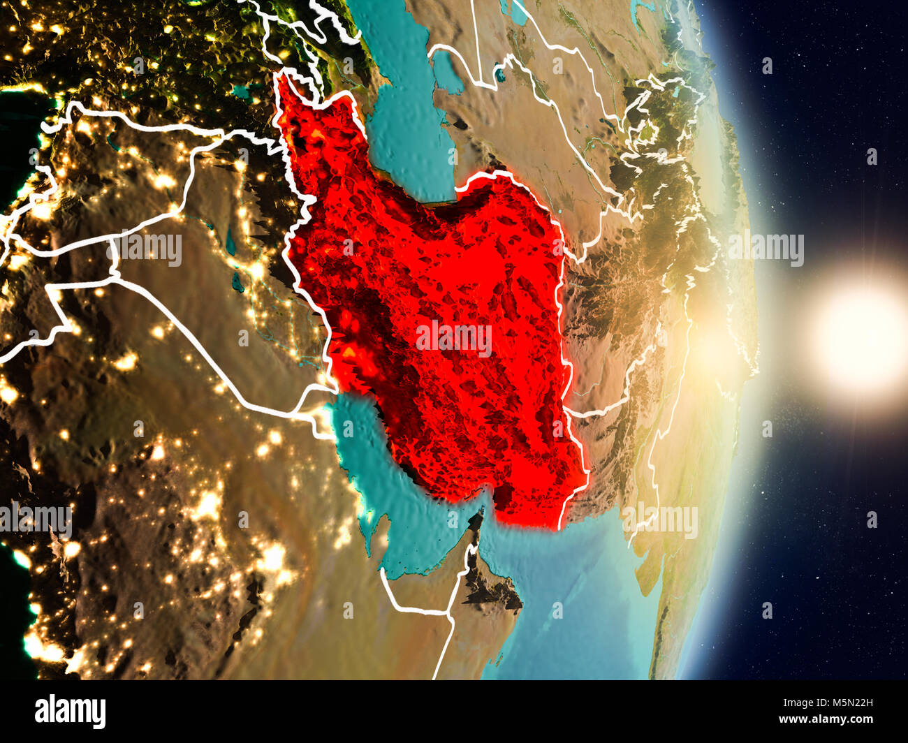 Highlighted satellite image of iran hi-res stock photography and images ...