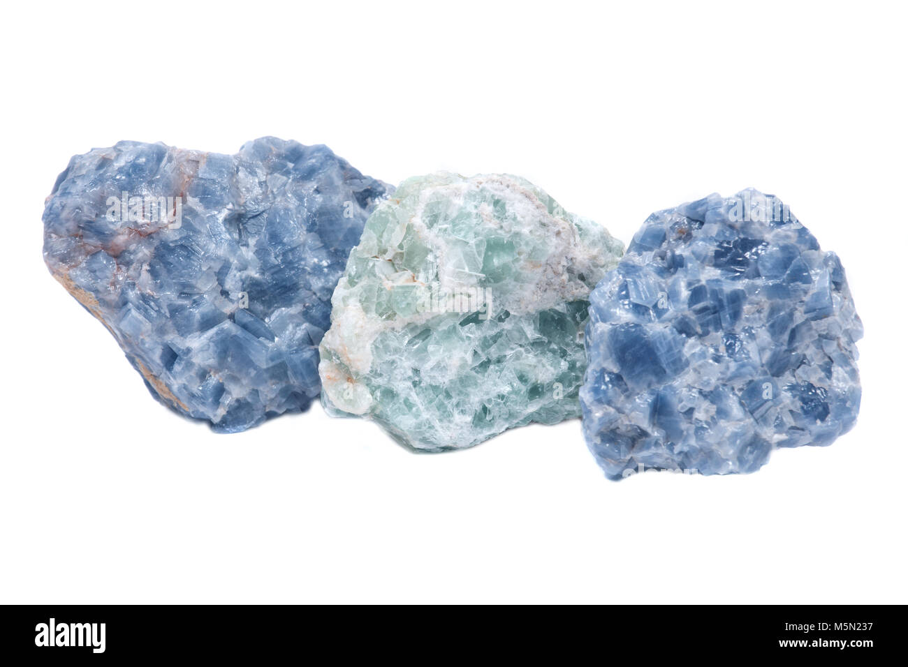 Raw Blue Calcite and Green Apophyllite Clusters in matrix isolated on ...