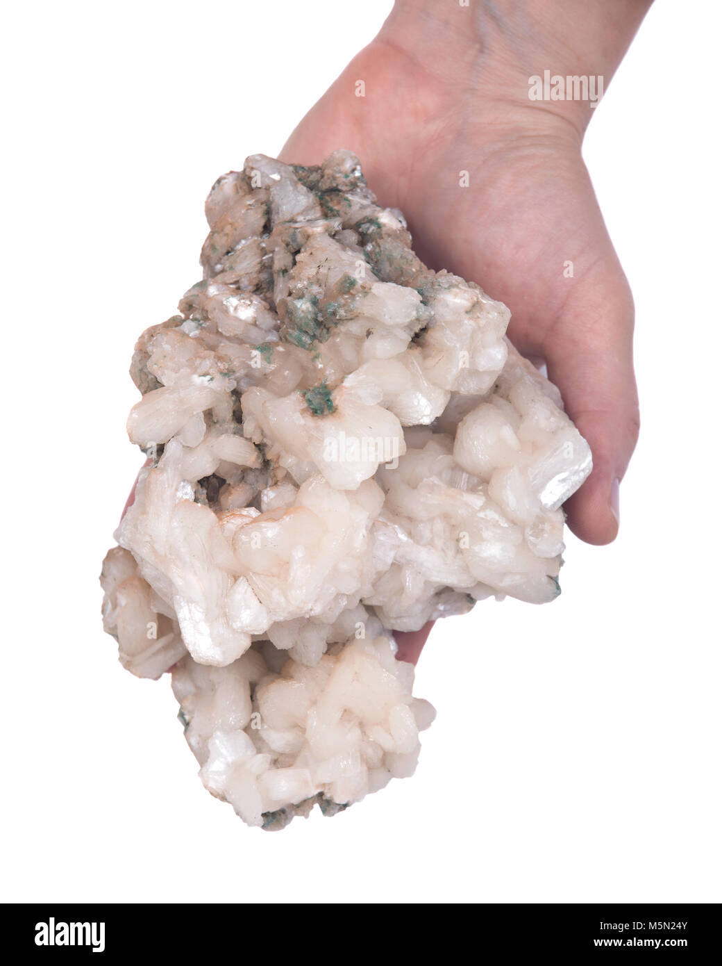 Stilbite natural cluster isolated on white background Stock Photo - Alamy