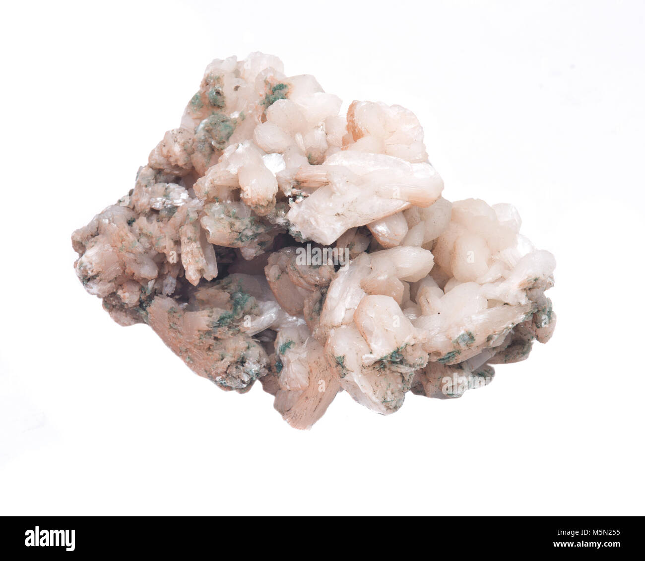 Stilbite natural cluster isolated on white background Stock Photo - Alamy