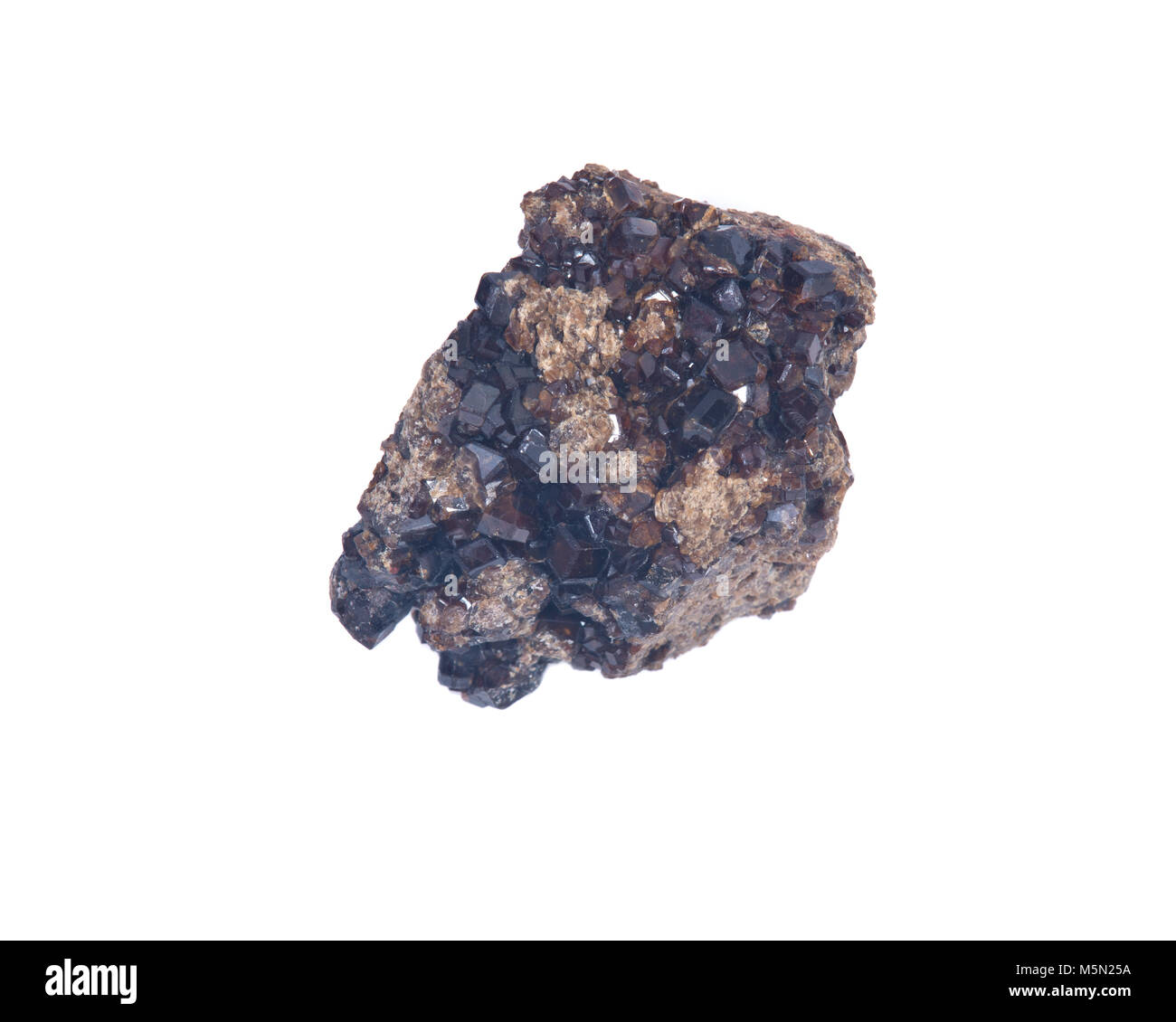 Chunky Grossular Garnet Specimen isolated on white background Stock ...