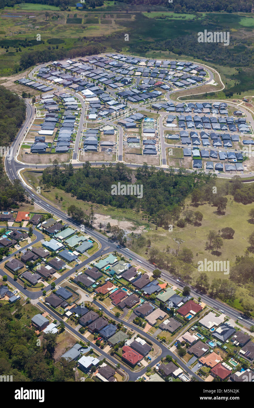 Aerial view of new housing development in Fletcher located on the ...
