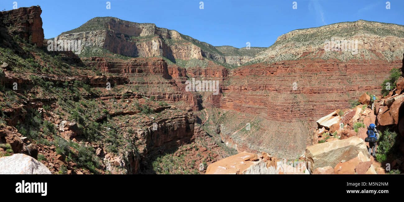 Grand Canyon National Park Hermit Trail Supai Traverse . Hikers between ...