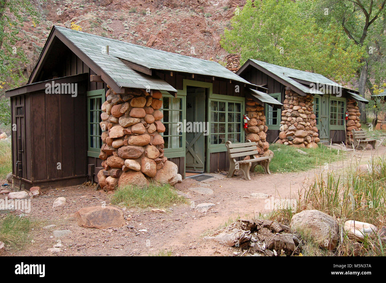 Grand Canyon Phantom Ranch Cabins . Phantom Ranch, at the bottom of the ...