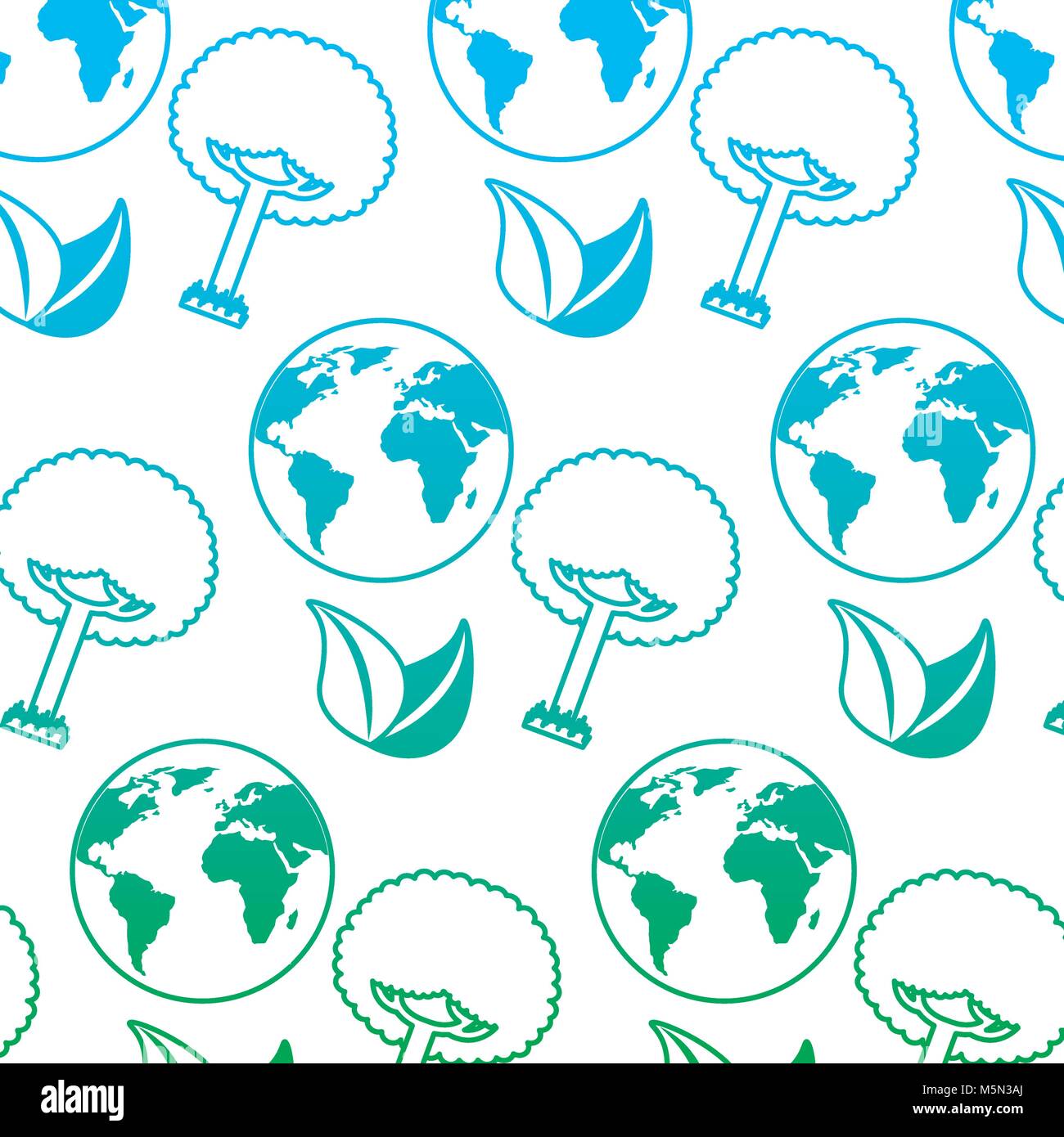 earth globe tree leaves ecology environment pattern image Stock Vector ...