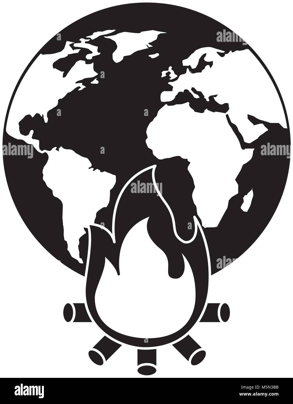 earth world globe with fire burning for climate change disasters Stock ...