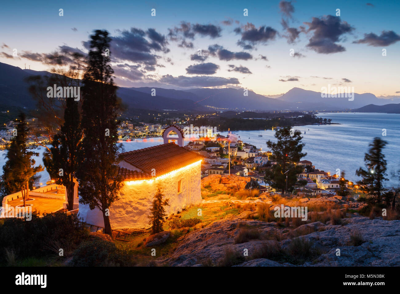 Saint Athanassios church in Chora of Poros island, Greece Stock Photo ...