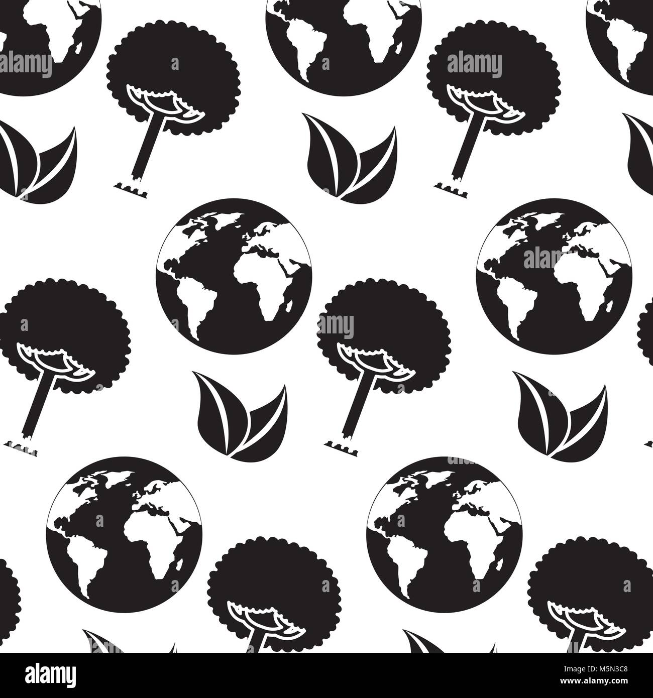 earth globe tree leaves ecology environment pattern image Stock Vector ...