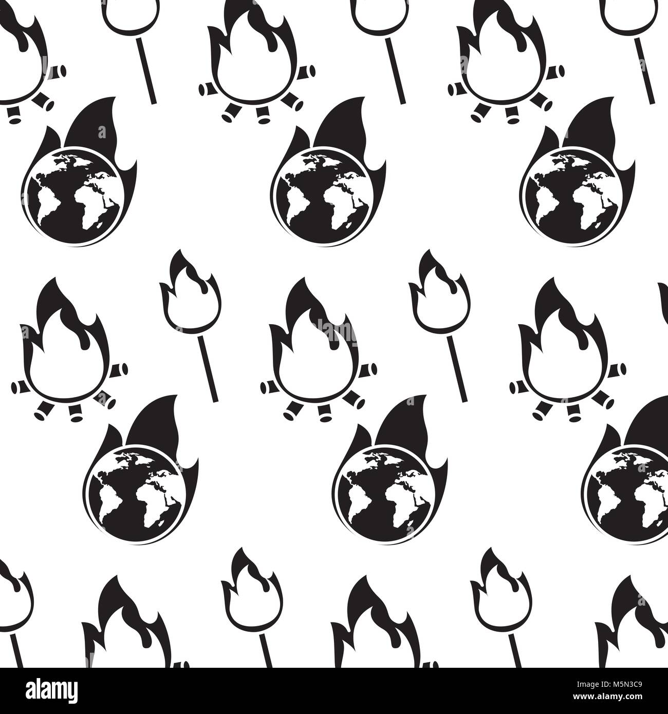 burning earth globe bonfire flame disaster pattern image Stock Vector ...
