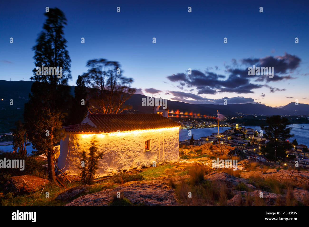 Saint Athanassios church in Chora of Poros island, Greece Stock Photo ...