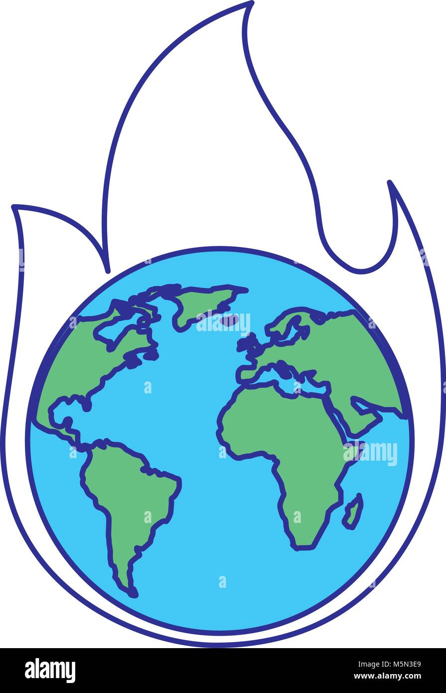 earth on fire planet is burning disaster warning Stock Vector Image ...
