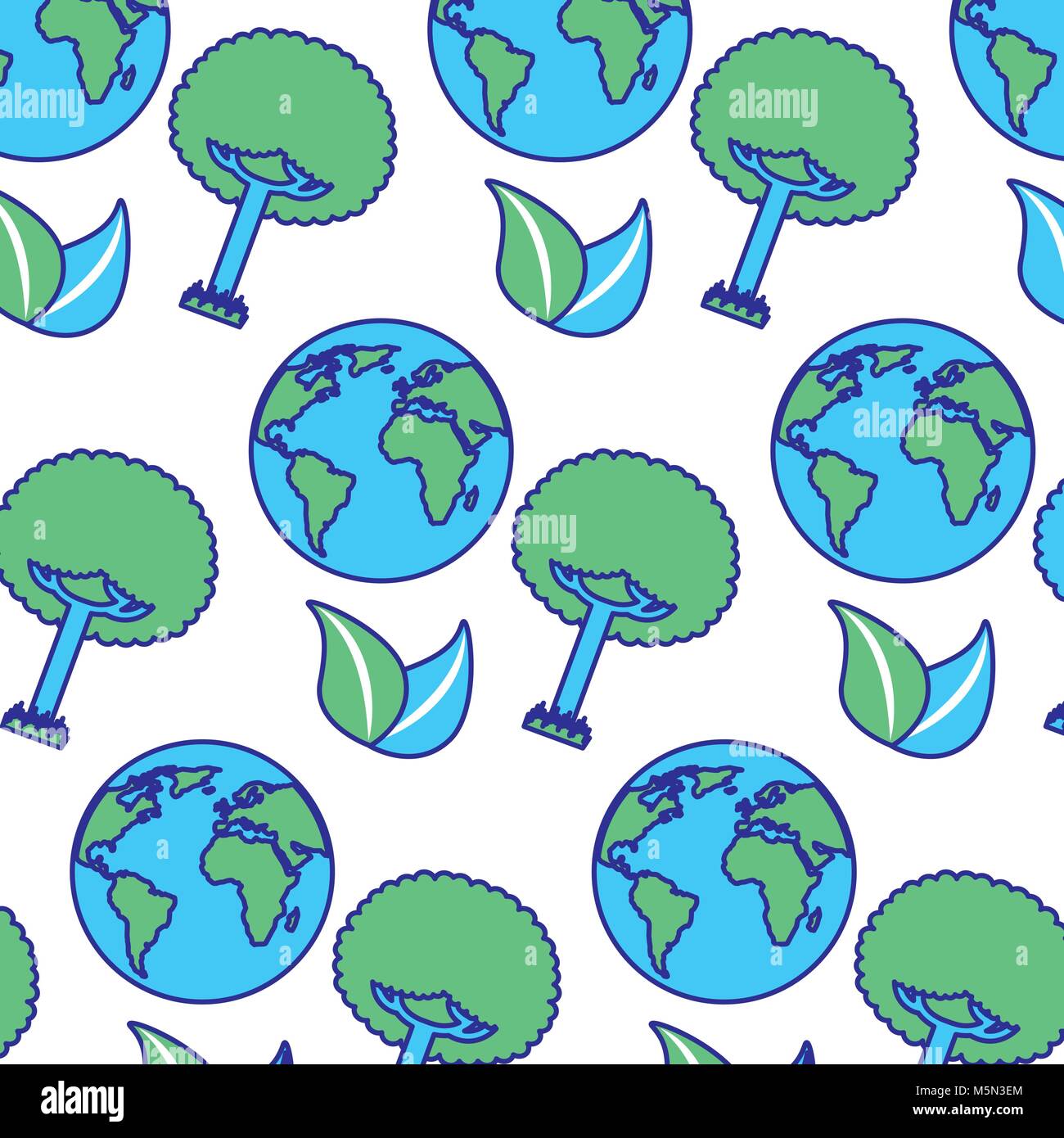 earth globe tree leaves ecology environment pattern image Stock Vector ...