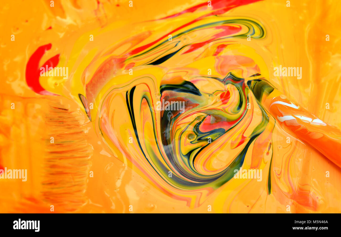 Color mix art made from brush paint in the box Stock Photo - Alamy