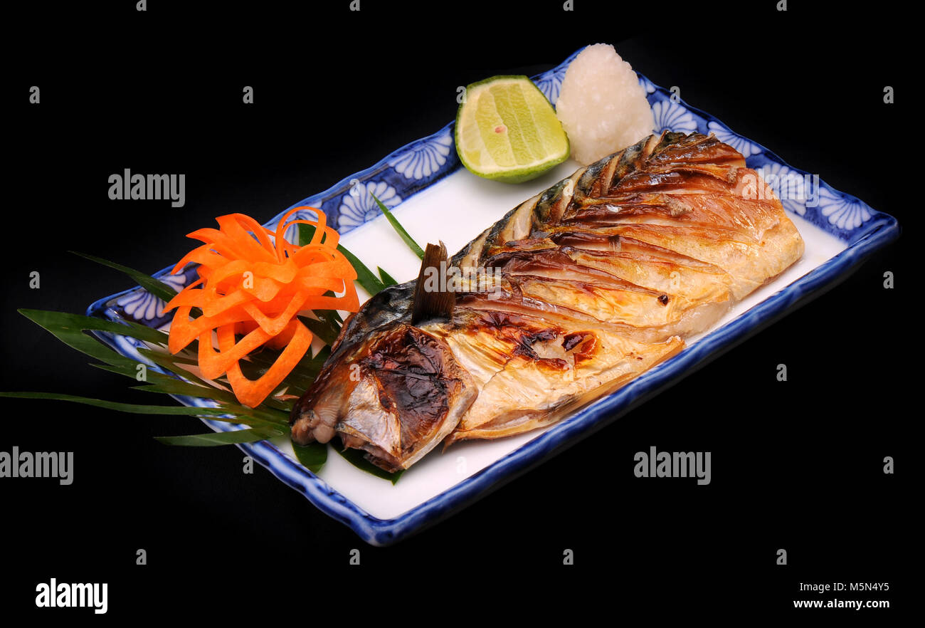 Saba grilled with sweet sauce steak Stock Photo - Alamy