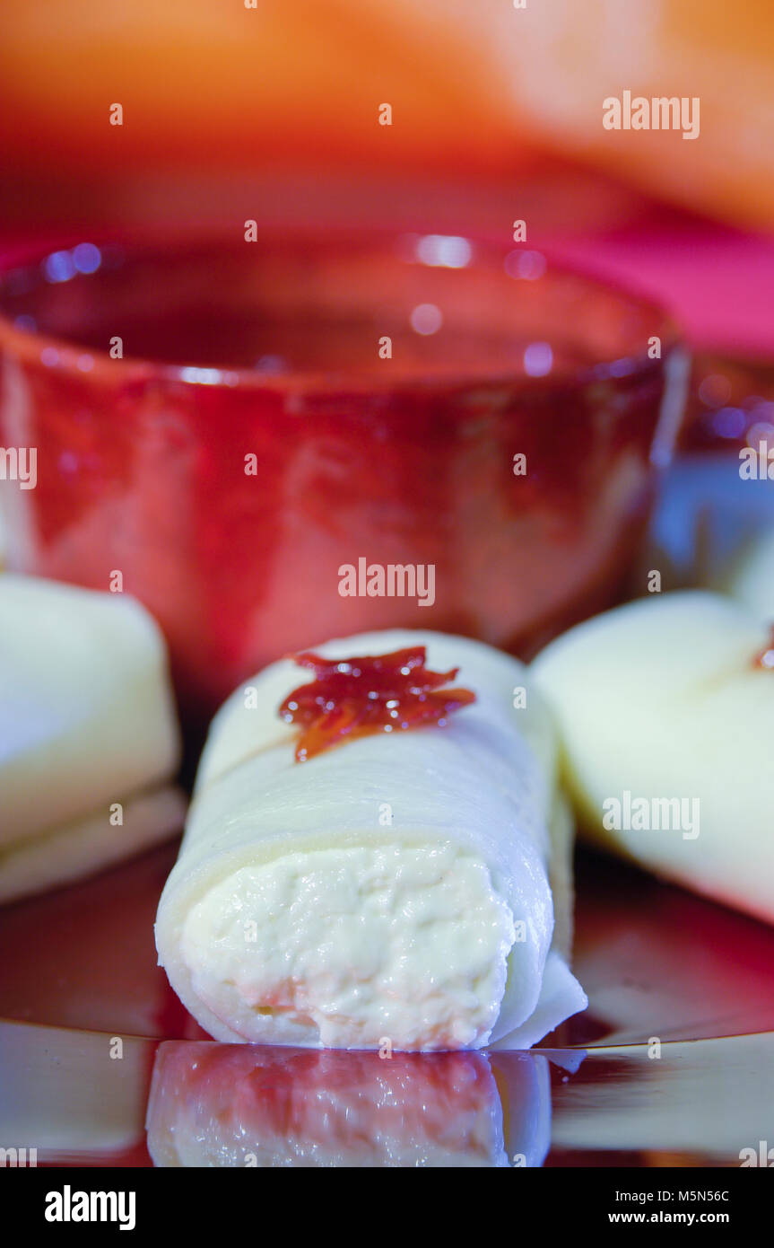 Halawa Jubon, Arabic Sweets with Cream for Ramadan and Eid Stock Photo ...