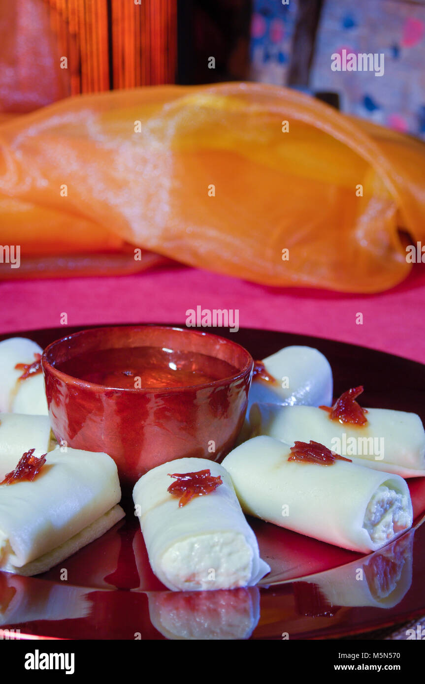 Halawa Jubon, Arabic Sweets with Cream for Ramadan and Eid Stock Photo ...
