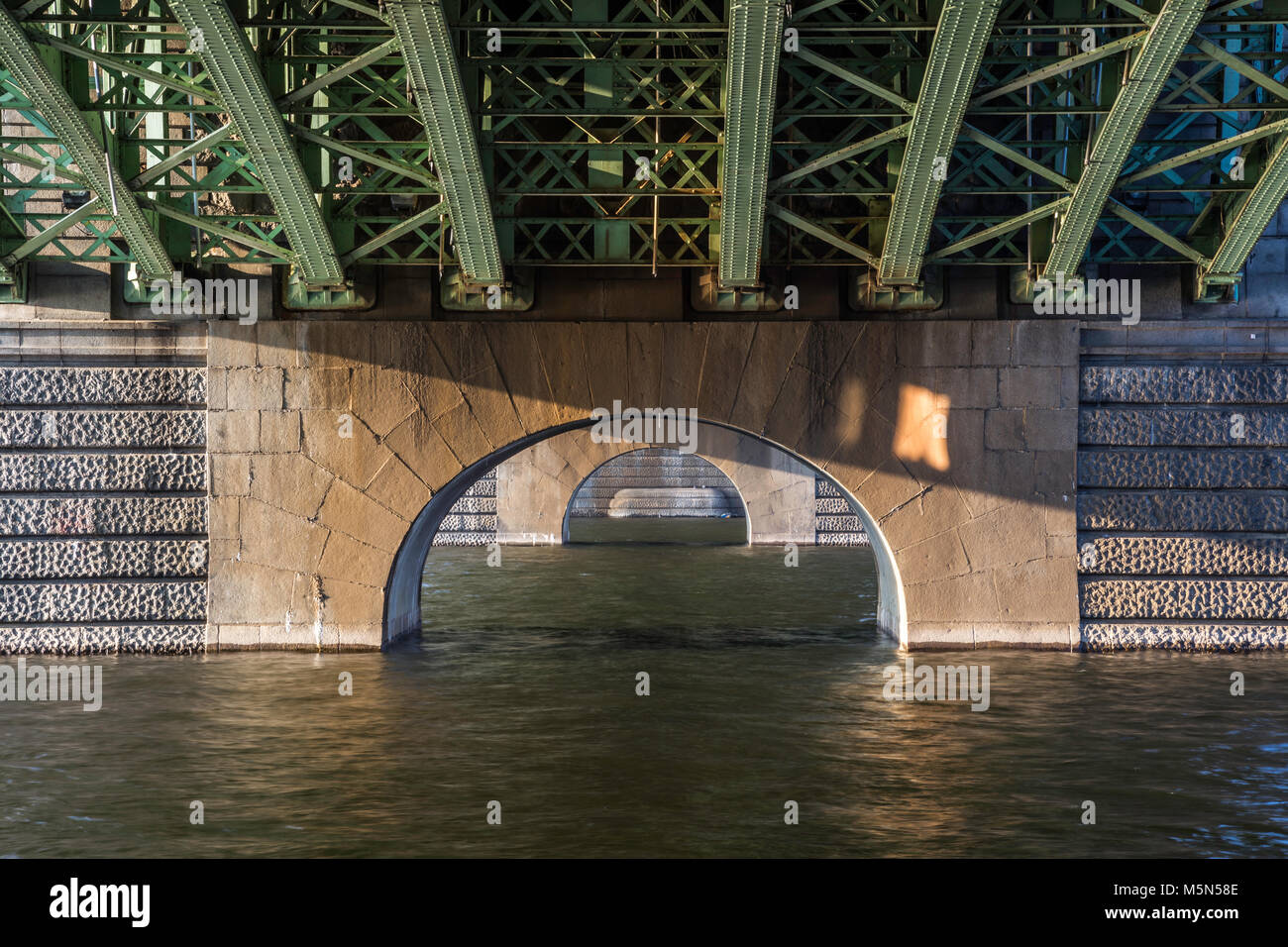 Cechuv bridge in Prague, Czech republic. construction bridge and detail ...
