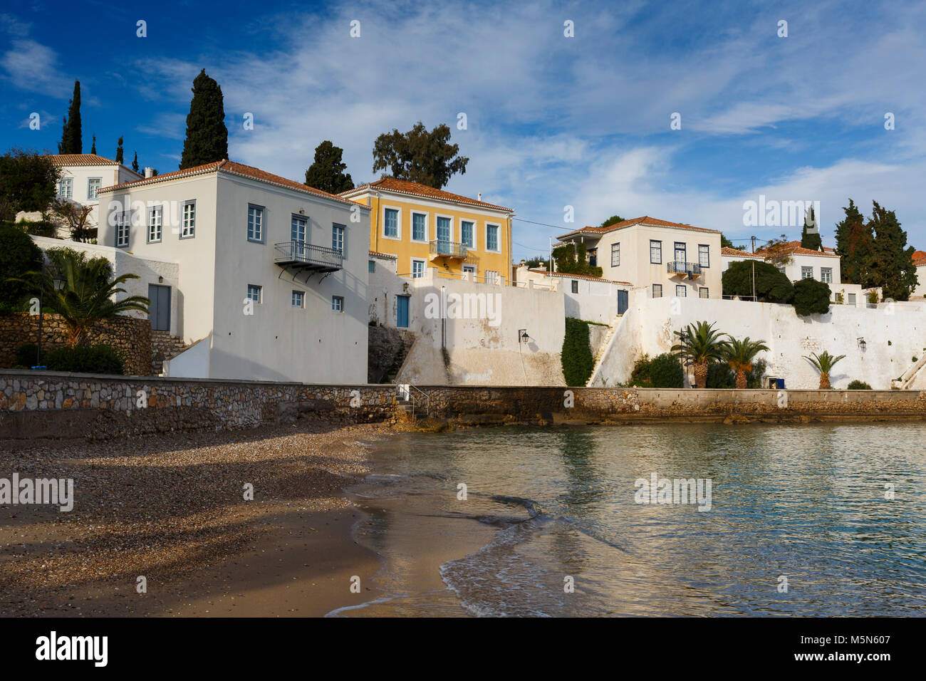 Traditional architecture in Spetses seafront, Greece Stock Photo - Alamy