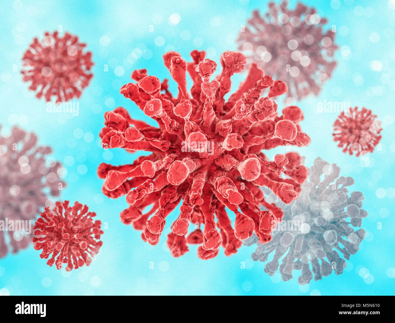 The virus in the body in the macro scale on background. 3D rendering ...