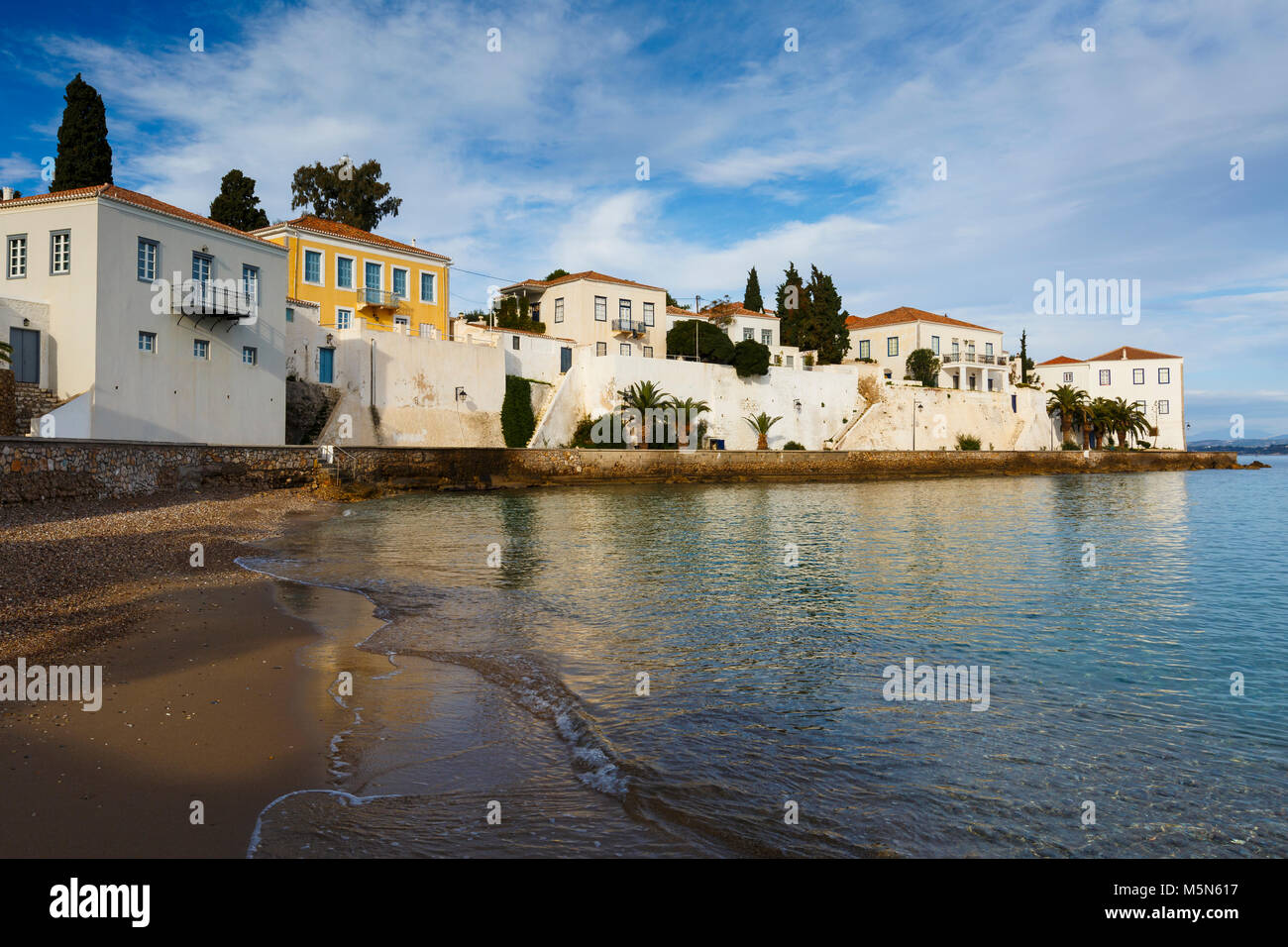 Traditional architecture in Spetses seafront, Greece Stock Photo - Alamy