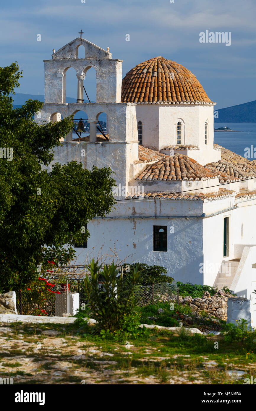 One of the main churches in Spetses village, Greece Stock Photo - Alamy