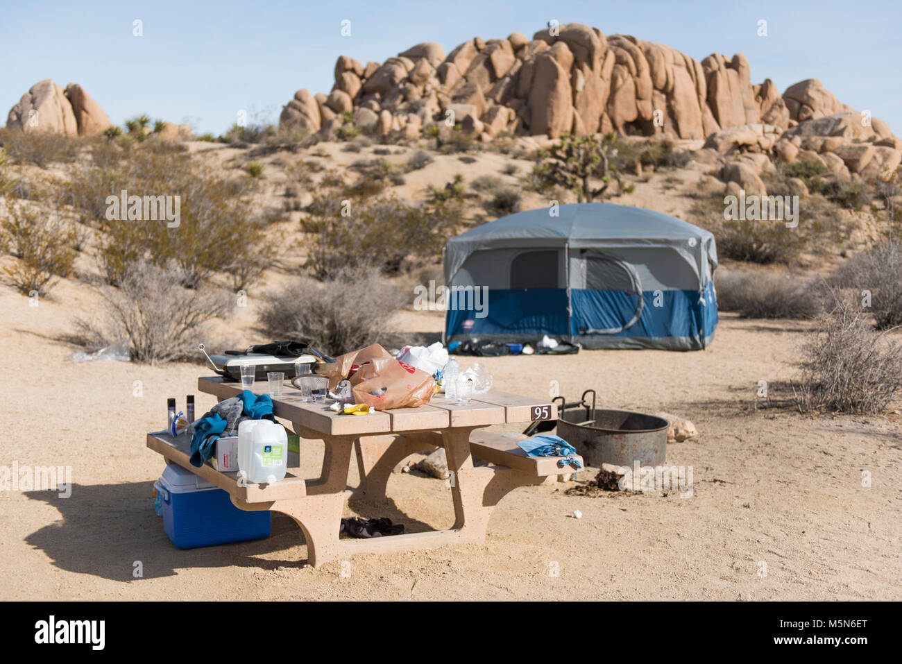 Unattended food left in a campsite Stock Photo - Alamy