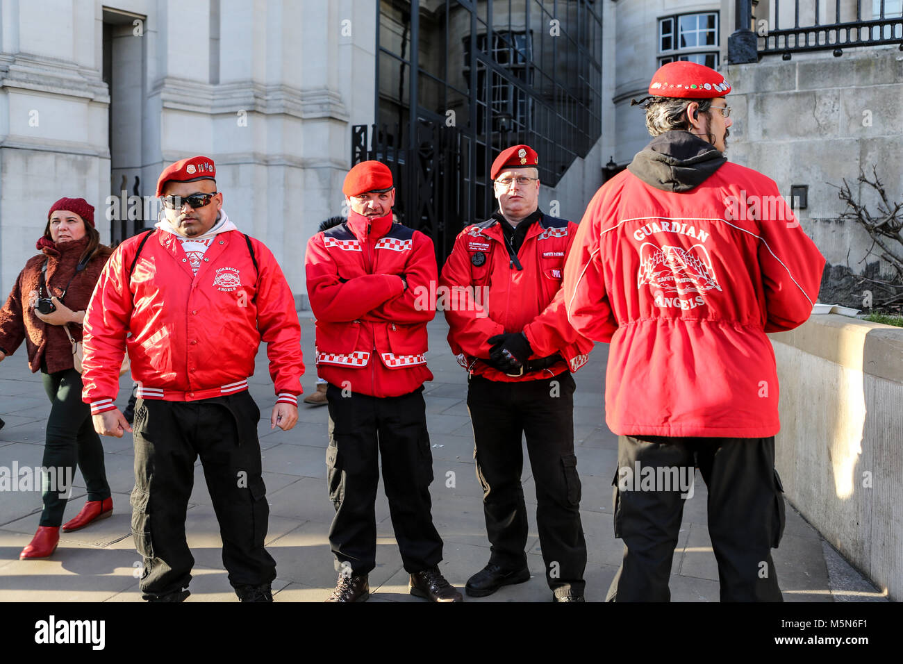 24th Feb, 2018. Guardian Angels on patrol at Trafalgar Square, London ...