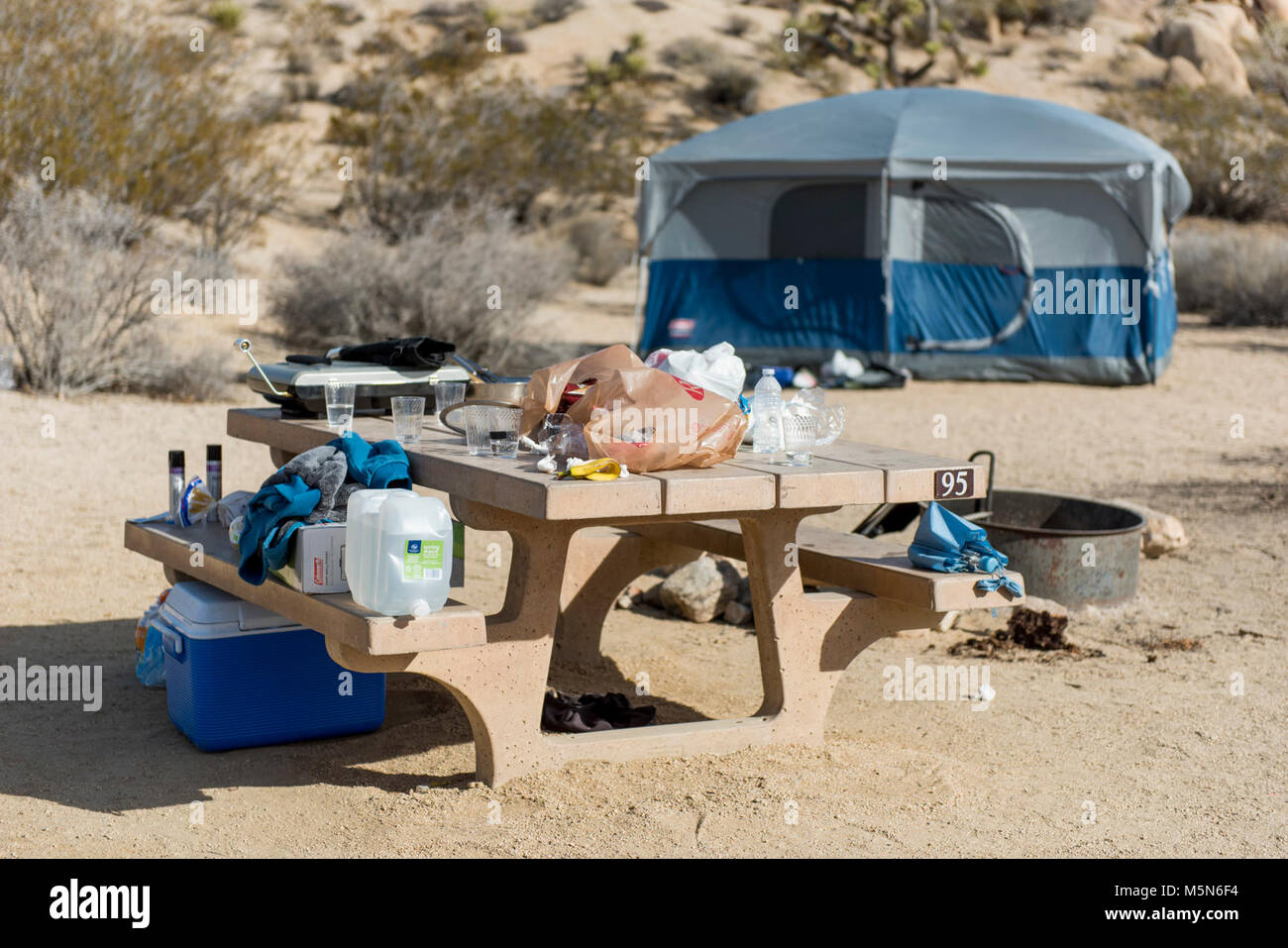 Unattended food left in a campsite Stock Photo - Alamy