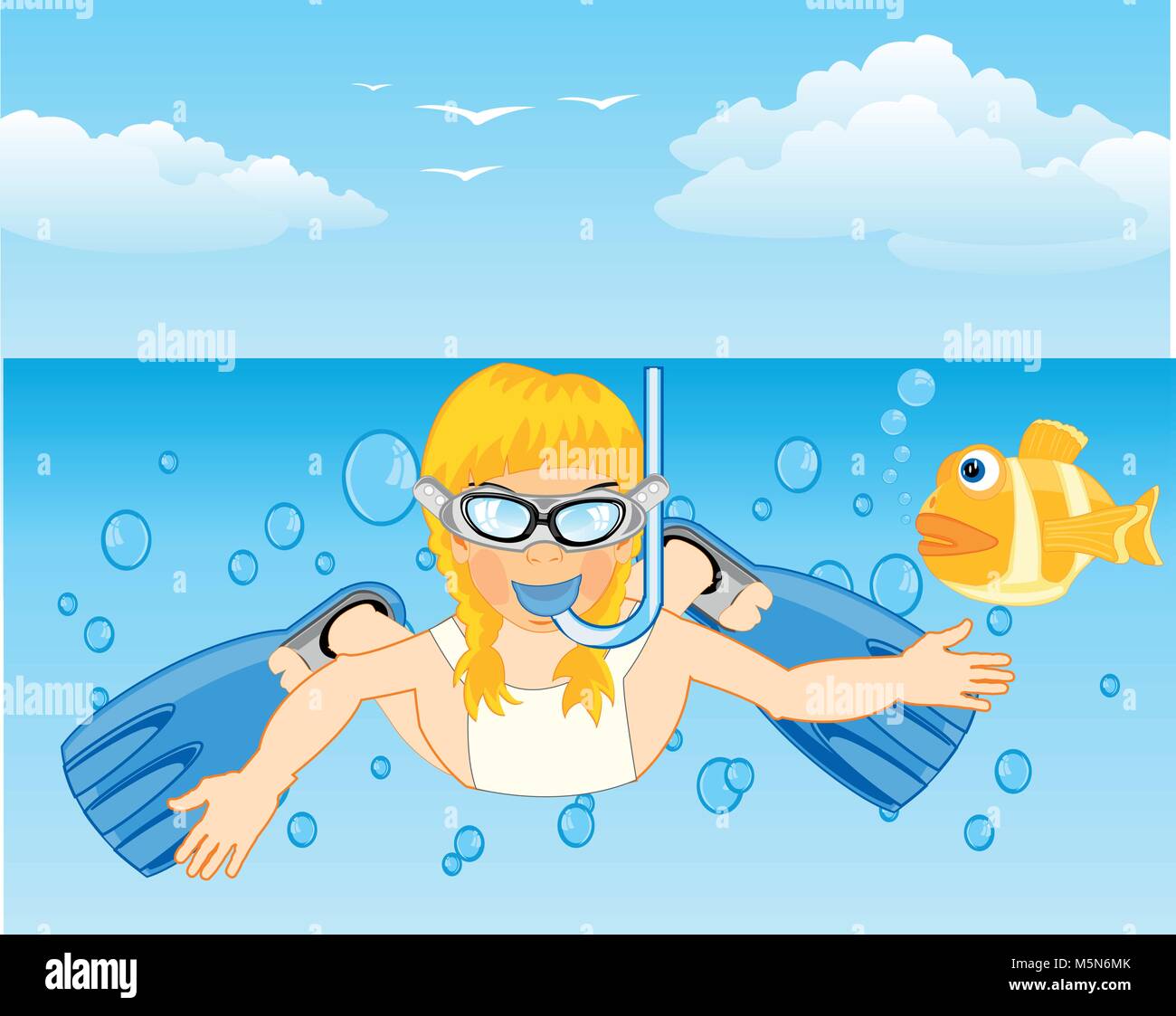Dives for fish Stock Vector Images - Alamy