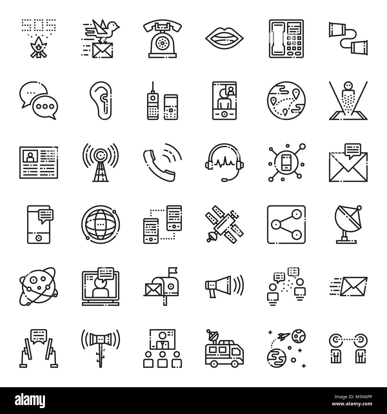 Communication evolution pixel perfect outline icon, isolated on white ...