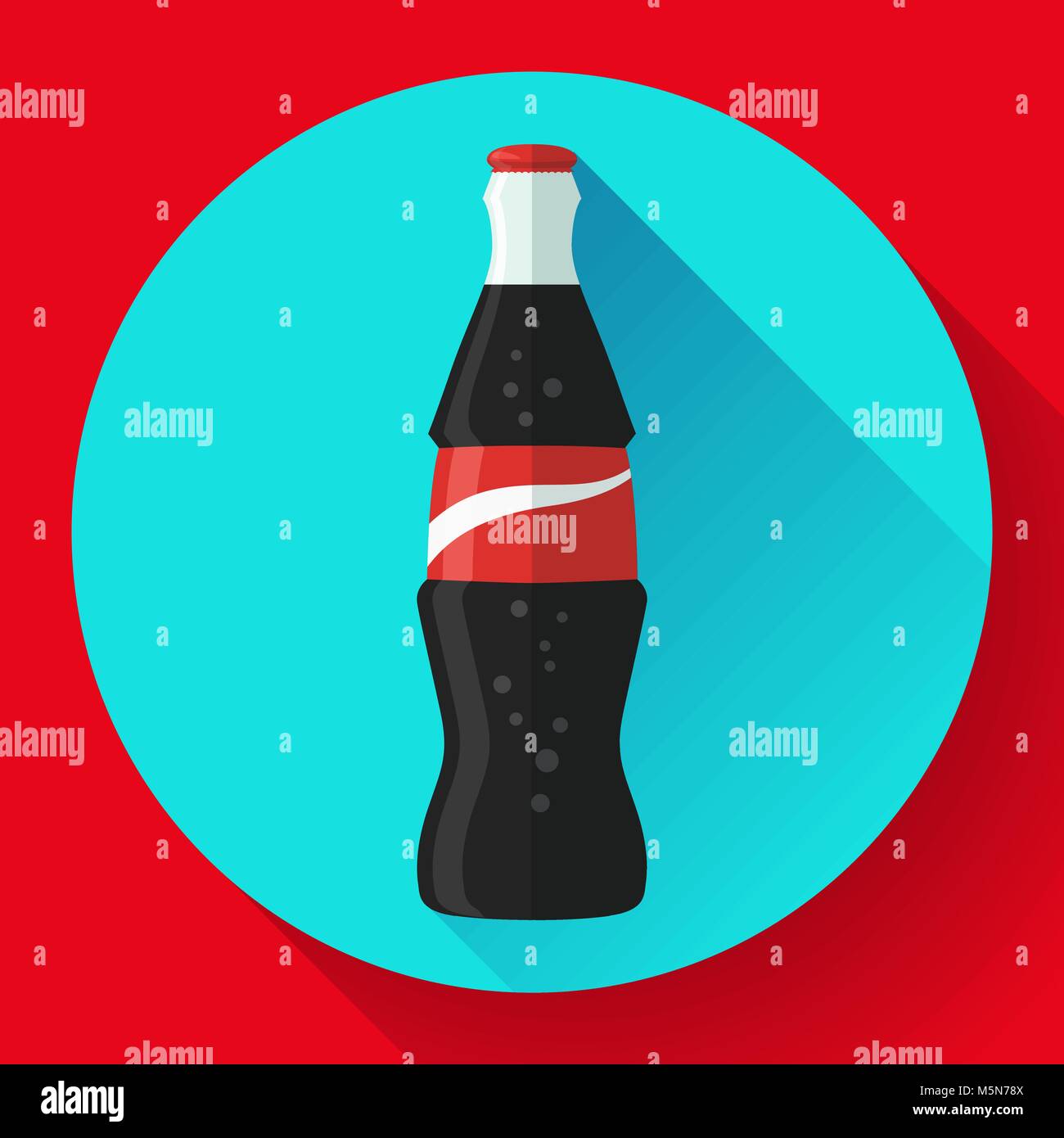 cola bottle soda bottle with red lable flat vector cola icon Stock ...