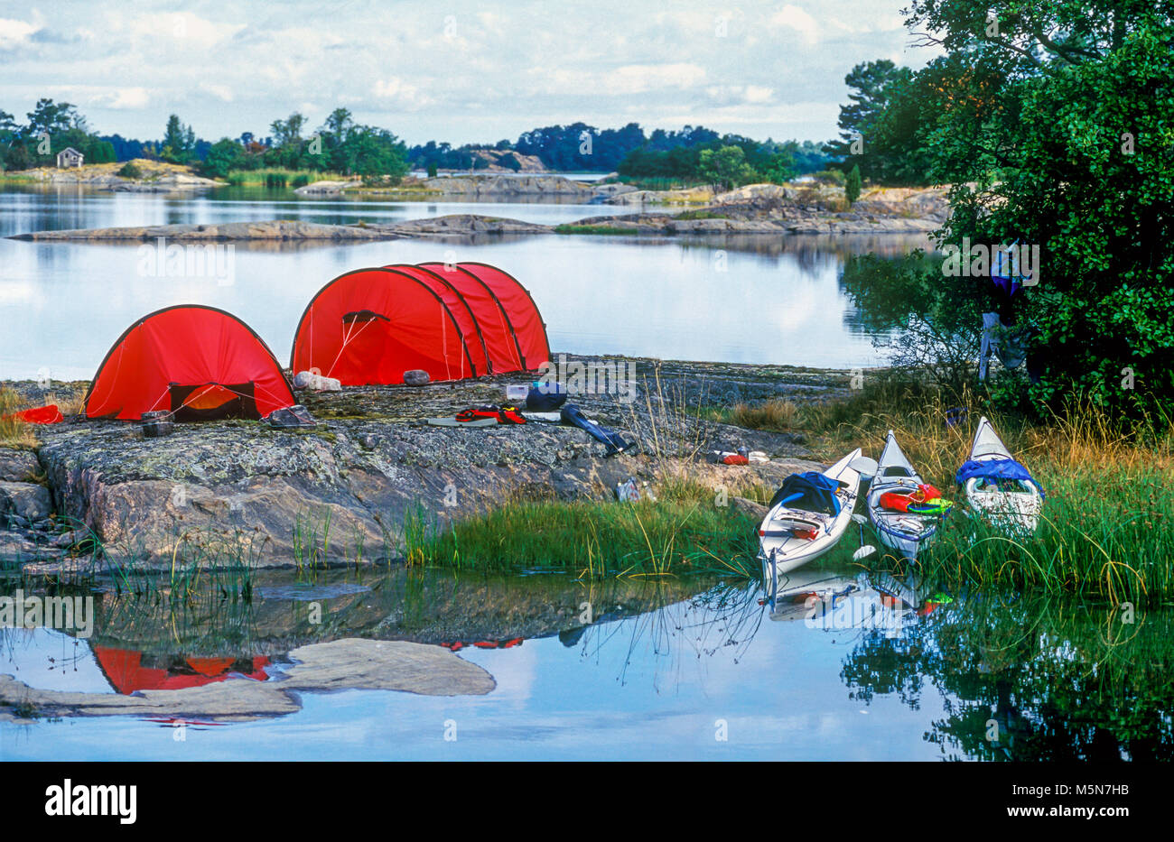 Camping in the Swedish archipelago Stock Photo - Alamy