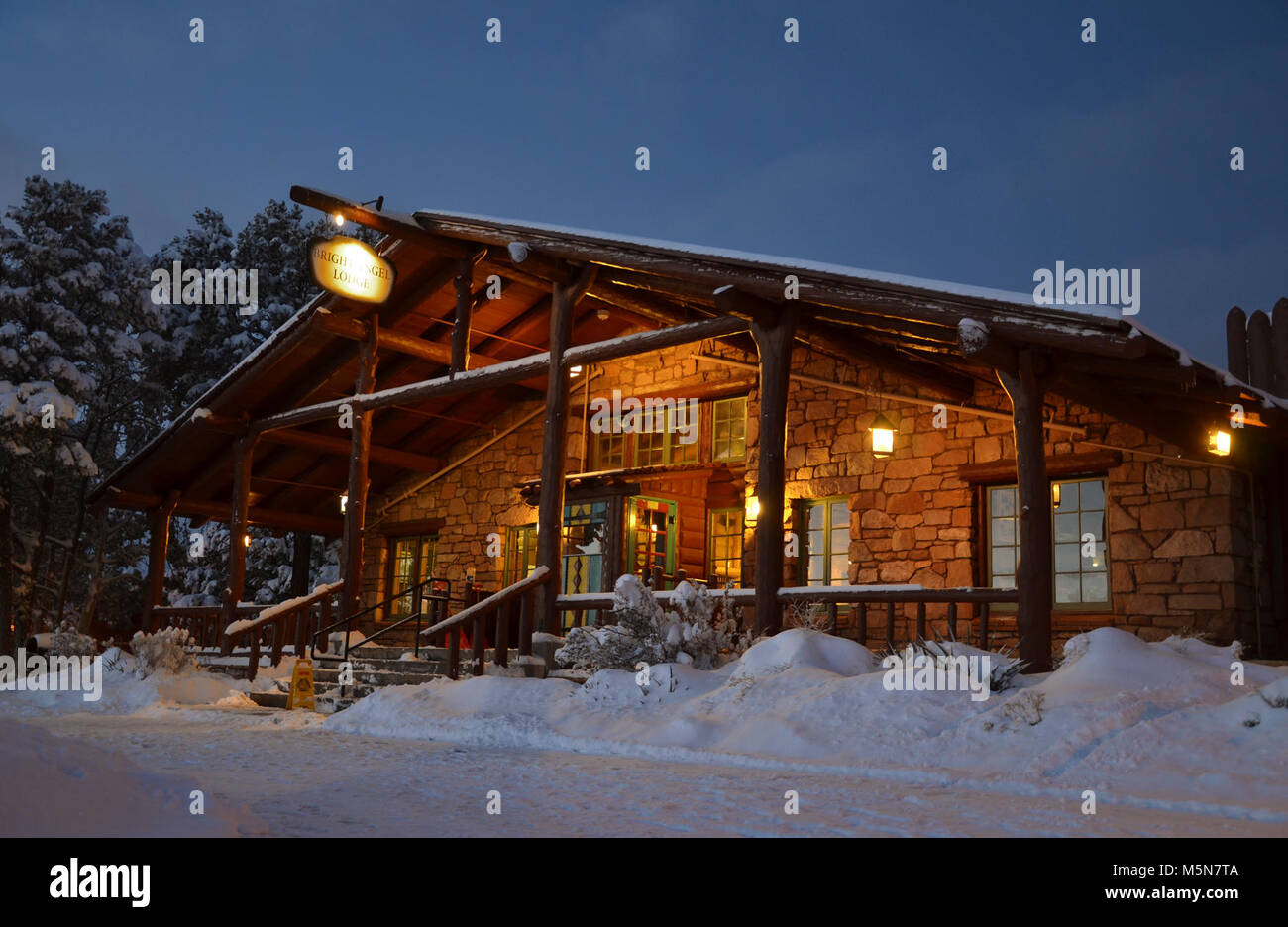 Grand Canyon National Park Bright Angel Lodge in Winter . Bright Angel ...