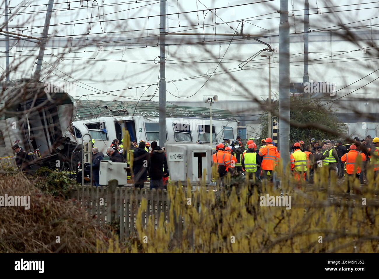 A packed commuter train derailed between Segrate and Pioltello near ...