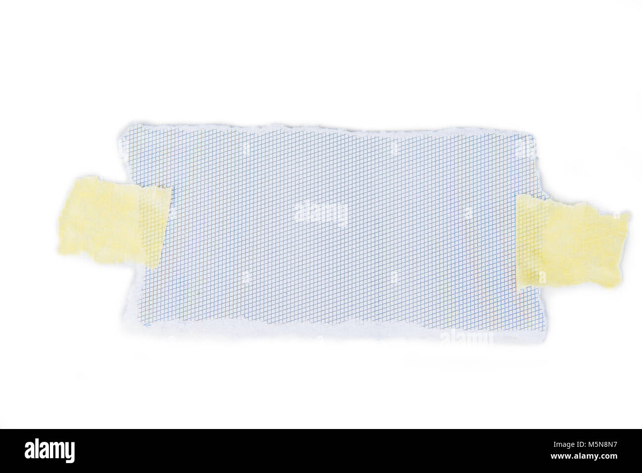 Pieces of torn note paper sheets with adhesive sticky tape stuck Stock ...