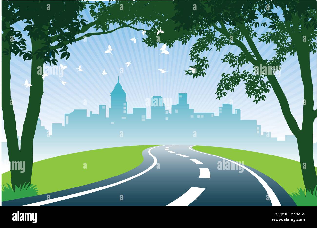 Summer house country road Stock Vector Images - Alamy