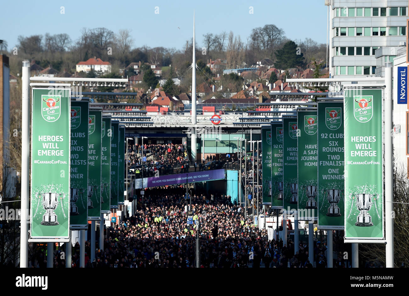 A general view as fans walk down Wembley Way towards the ground before ...