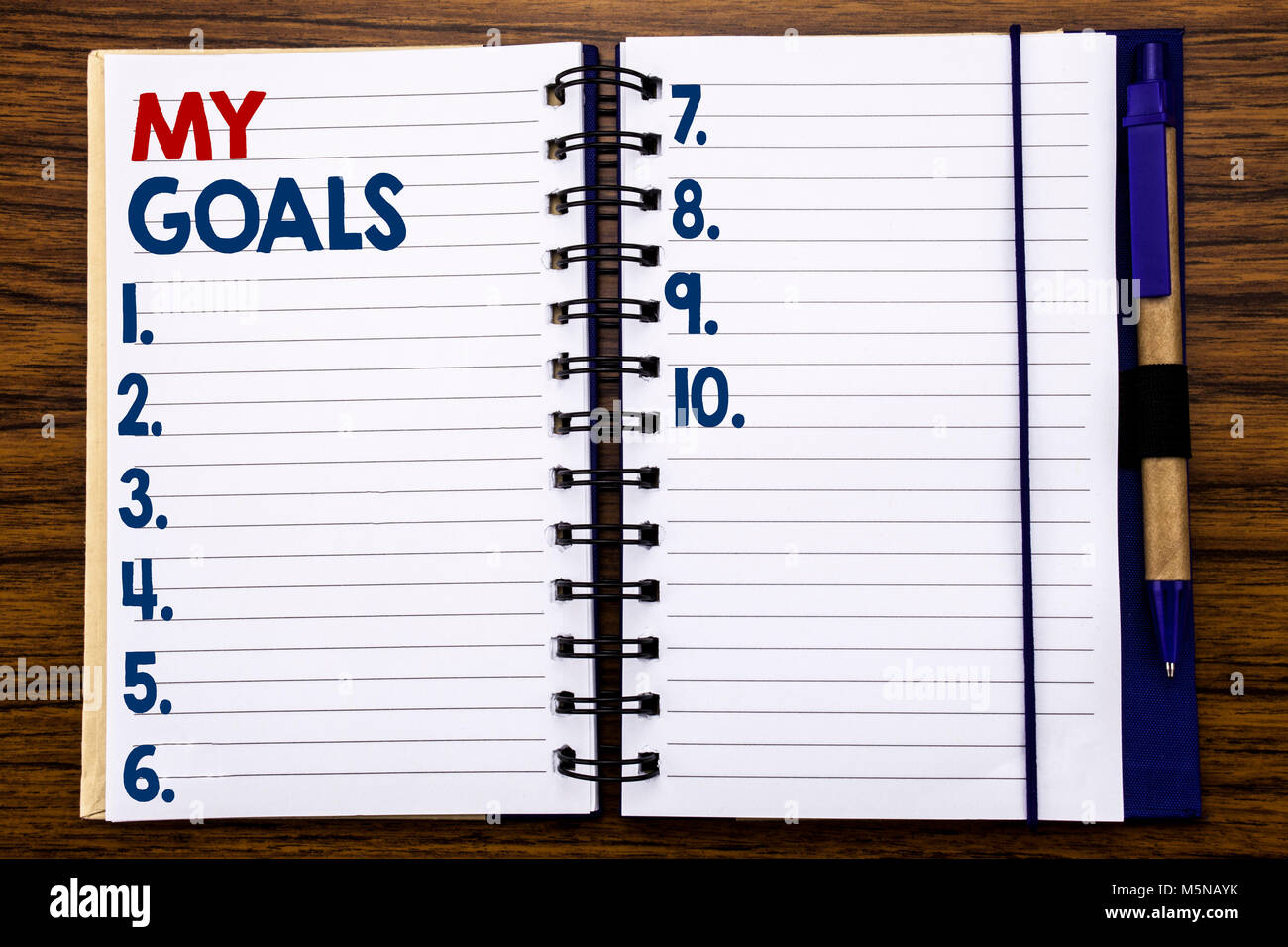 Writing text showing My Goals. Business concept for List Plan for ...