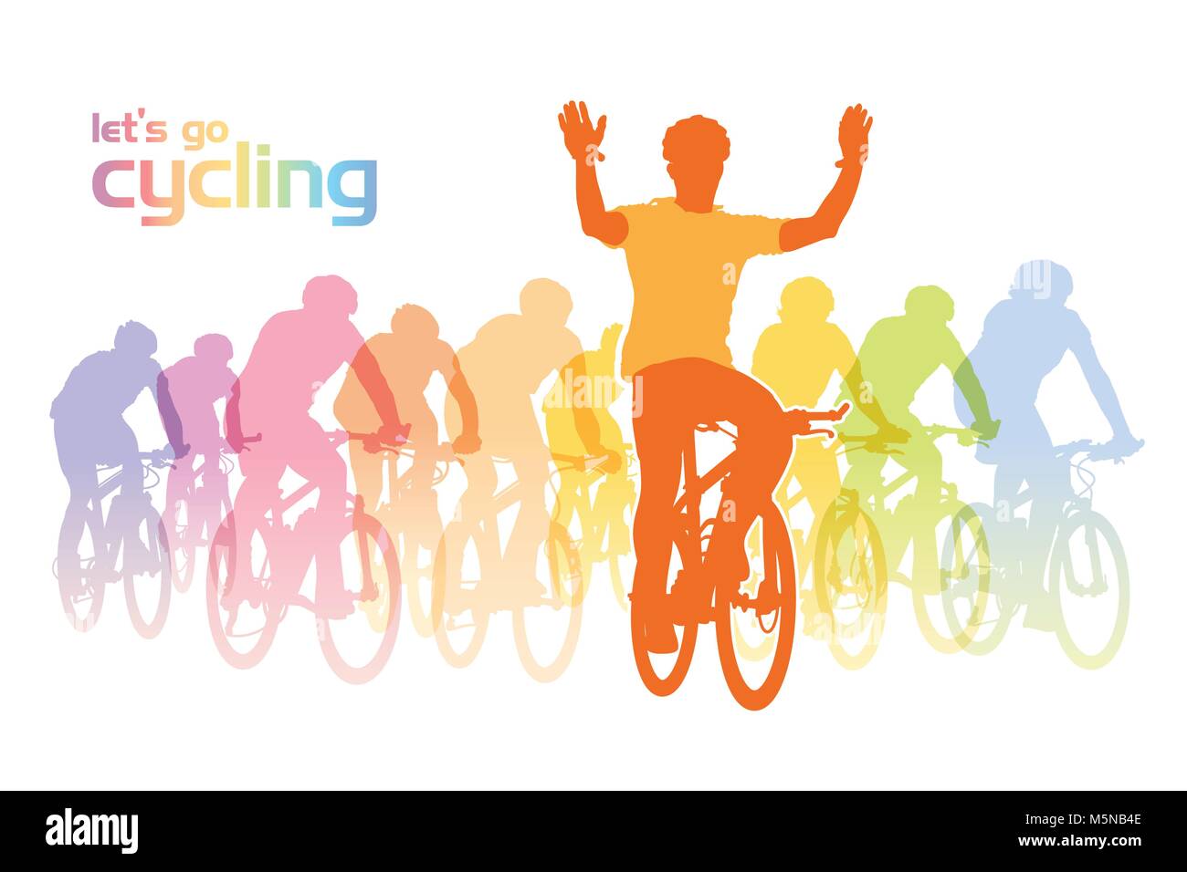 Illustration of a group of cyclist on the bicycle tour. Vector ...