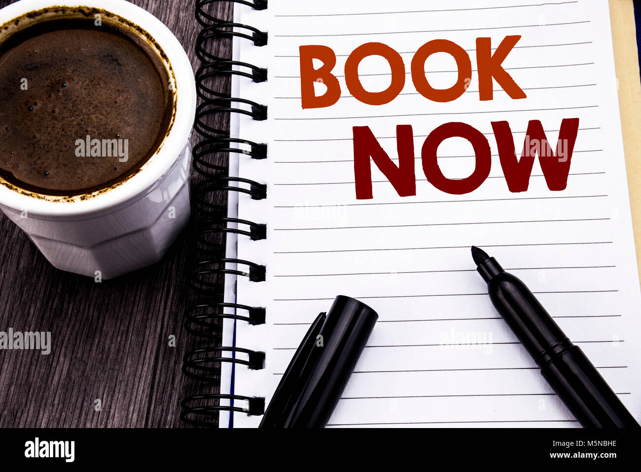 Writing text showing Book Now. Business concept for Reservation Buy ...
