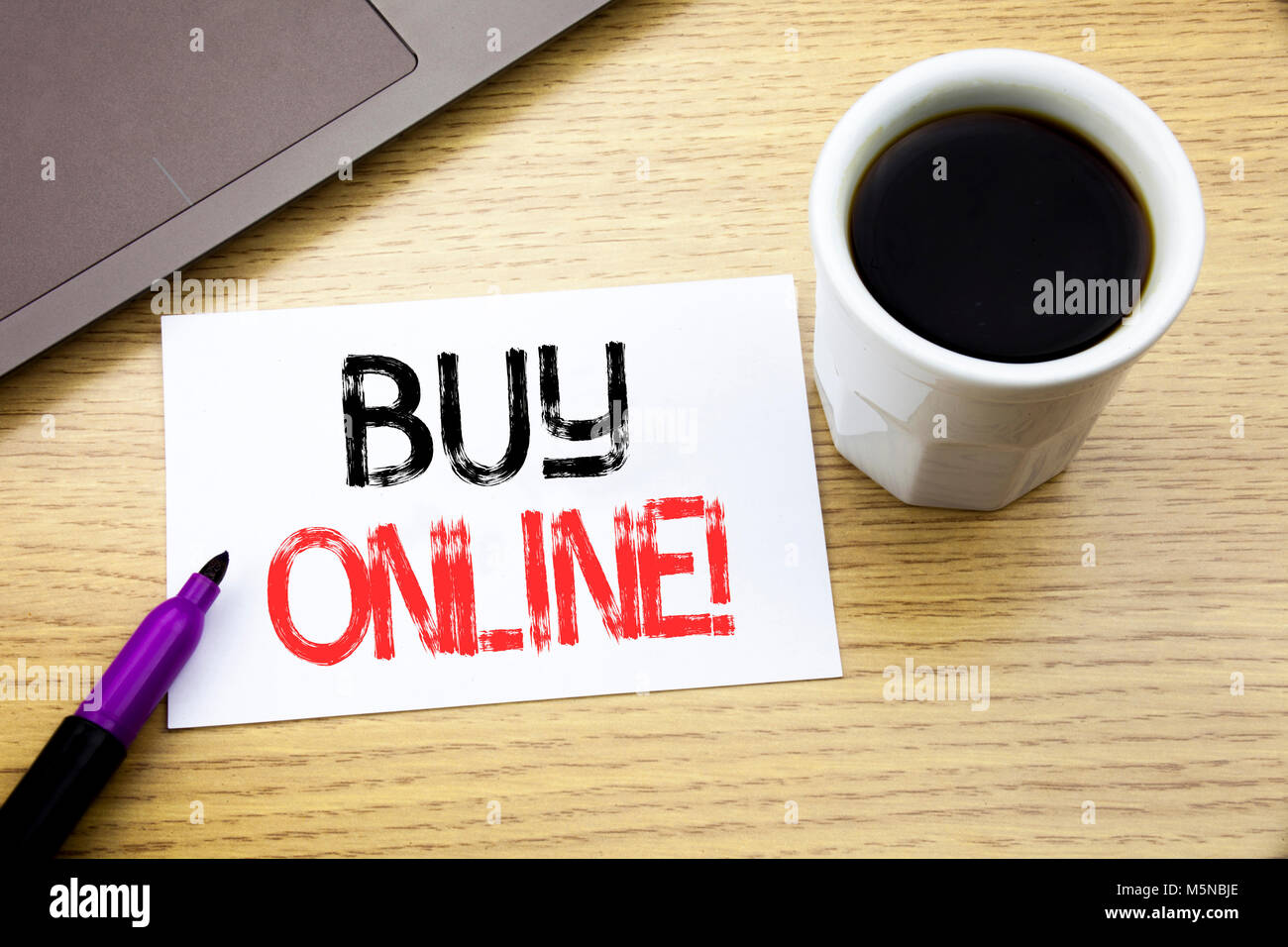 Handwriting Announcement text showing Buy Online. Business concept for ...
