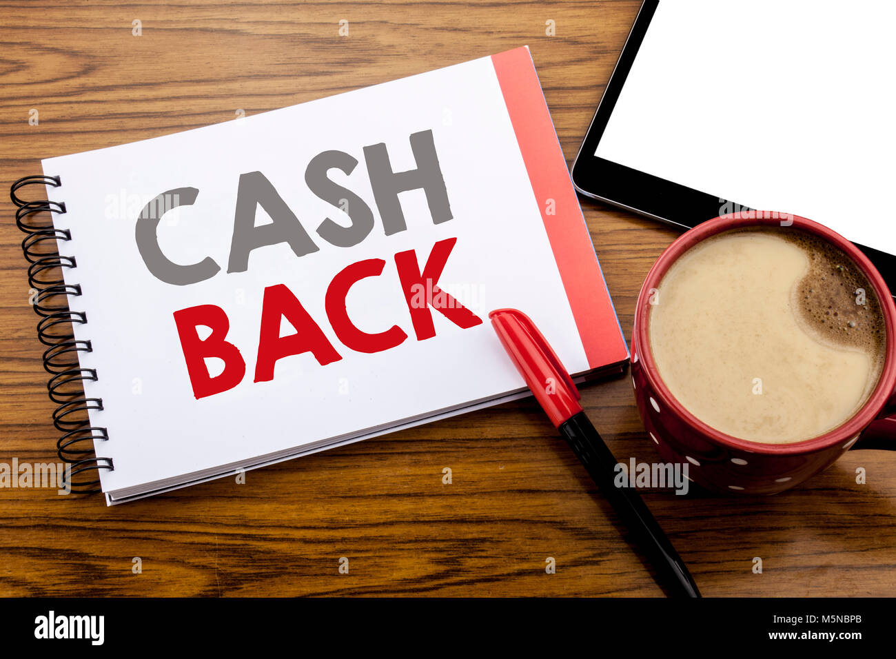 Handwriting Announcement text showing Cash Back Cashback. Business ...