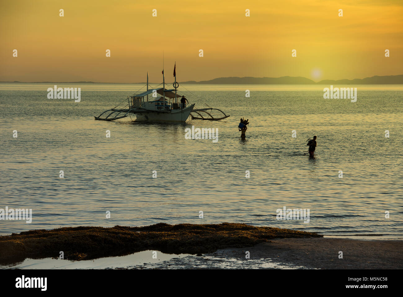 Traditional boats at sunset. Donsol - Philippines Stock Photo - Alamy