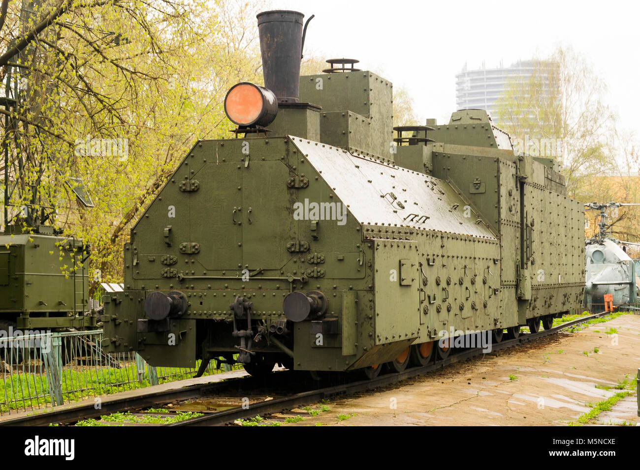 Armoured WWII Russian locomotive class Ov 5067 Front left view Stock ...