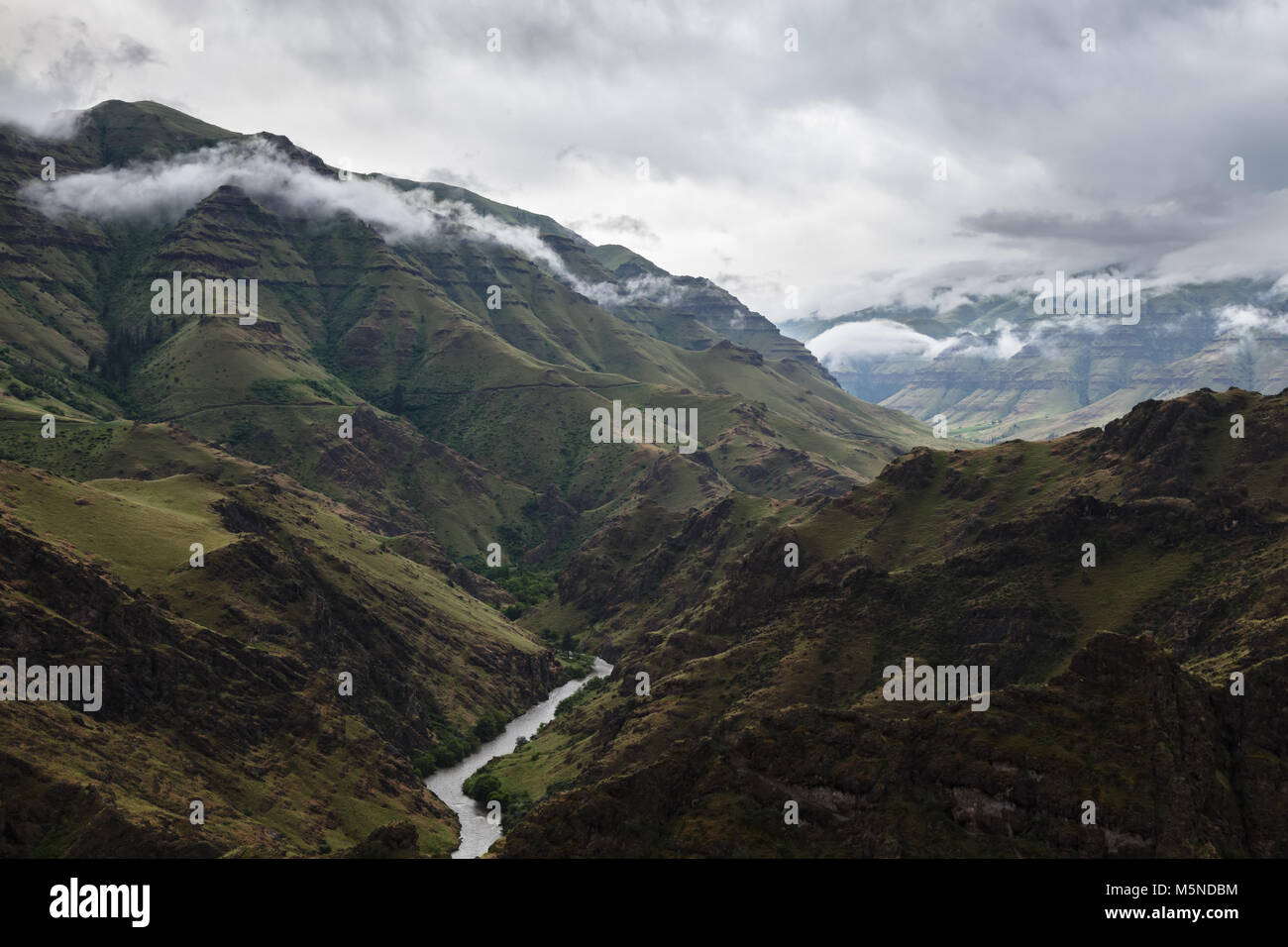 Imnaha River Runs through the Imnaha Canyon before a Storm Stock Photo ...
