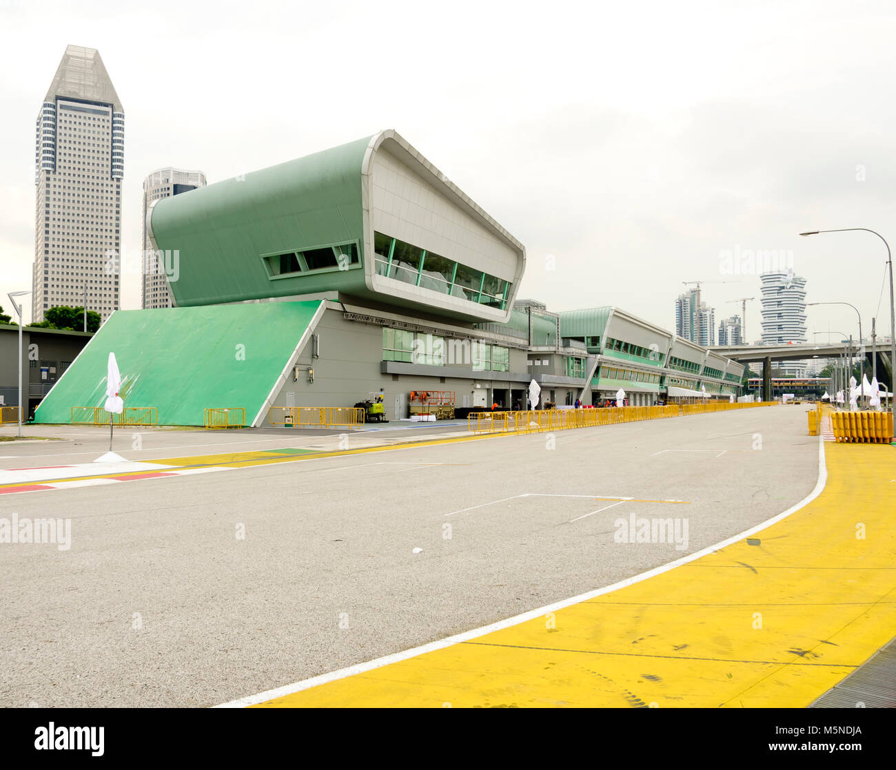 SINGAPORE - MAY 30, 2013: Singapore Formula One Pit Lane Boxes in ...