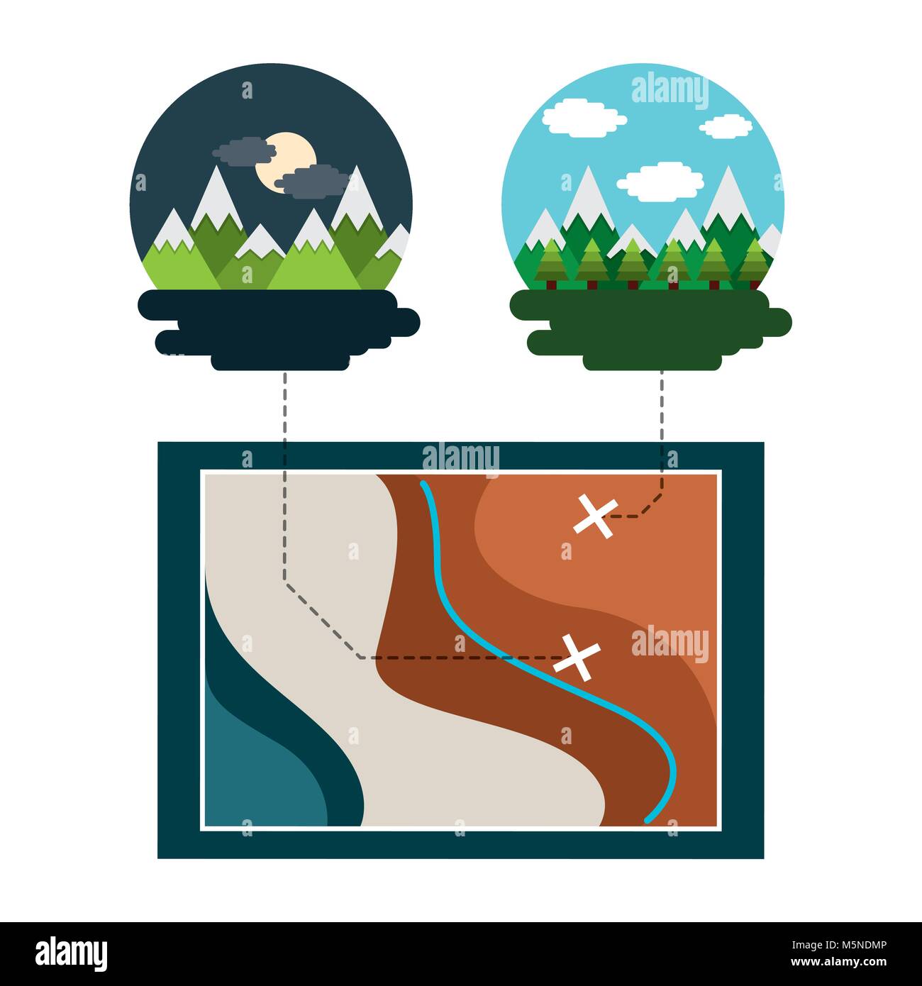 Cartoon map mountains Cut Out Stock Images & Pictures - Alamy