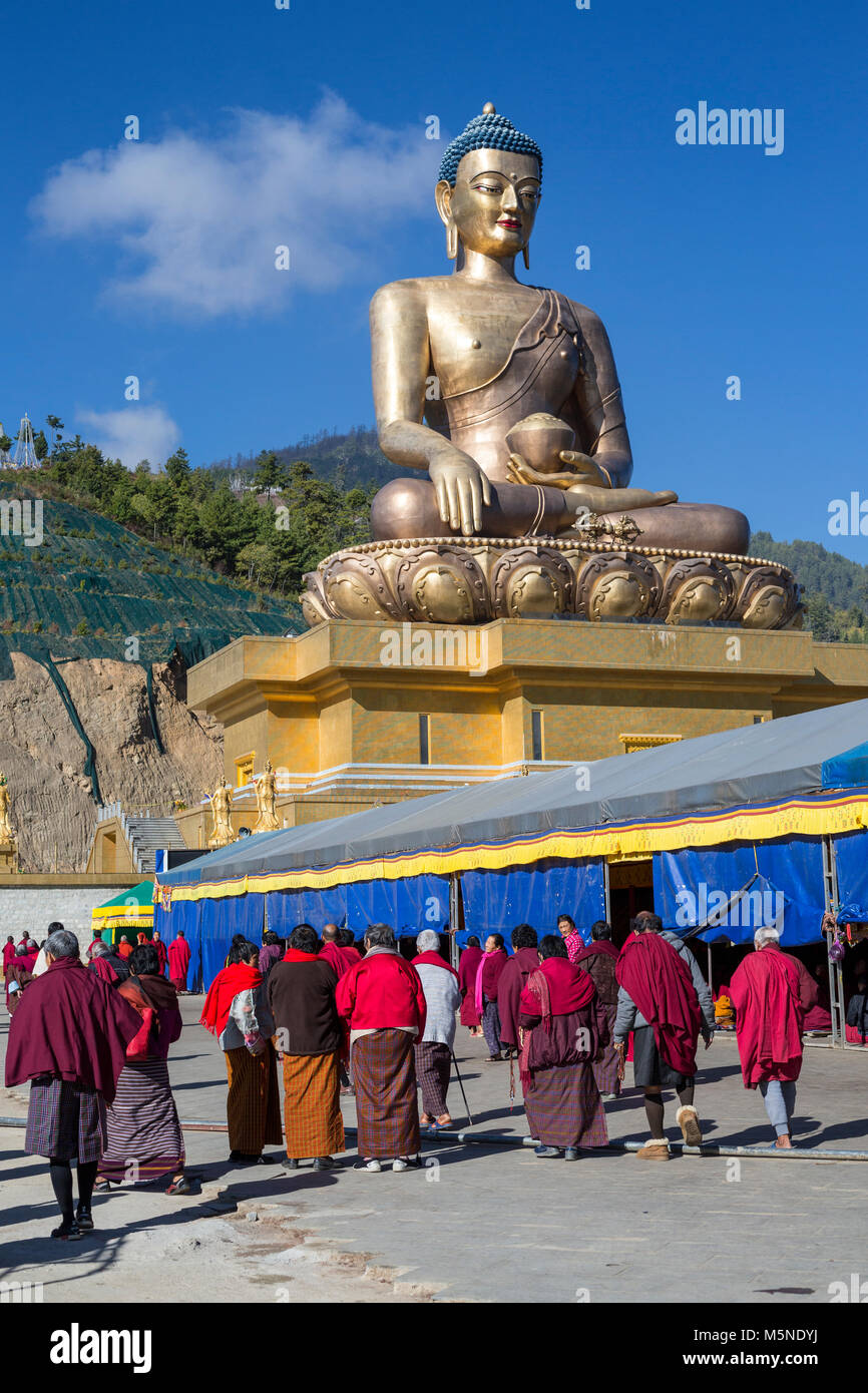 Thimphu, Bhutan. Bhutanese Circumambulating the Great Buddha Dordenma ...