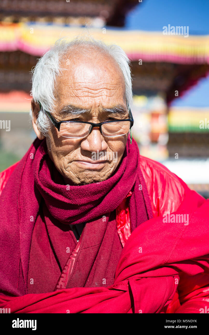 Old buddhist monk portrait hi-res stock photography and images - Alamy