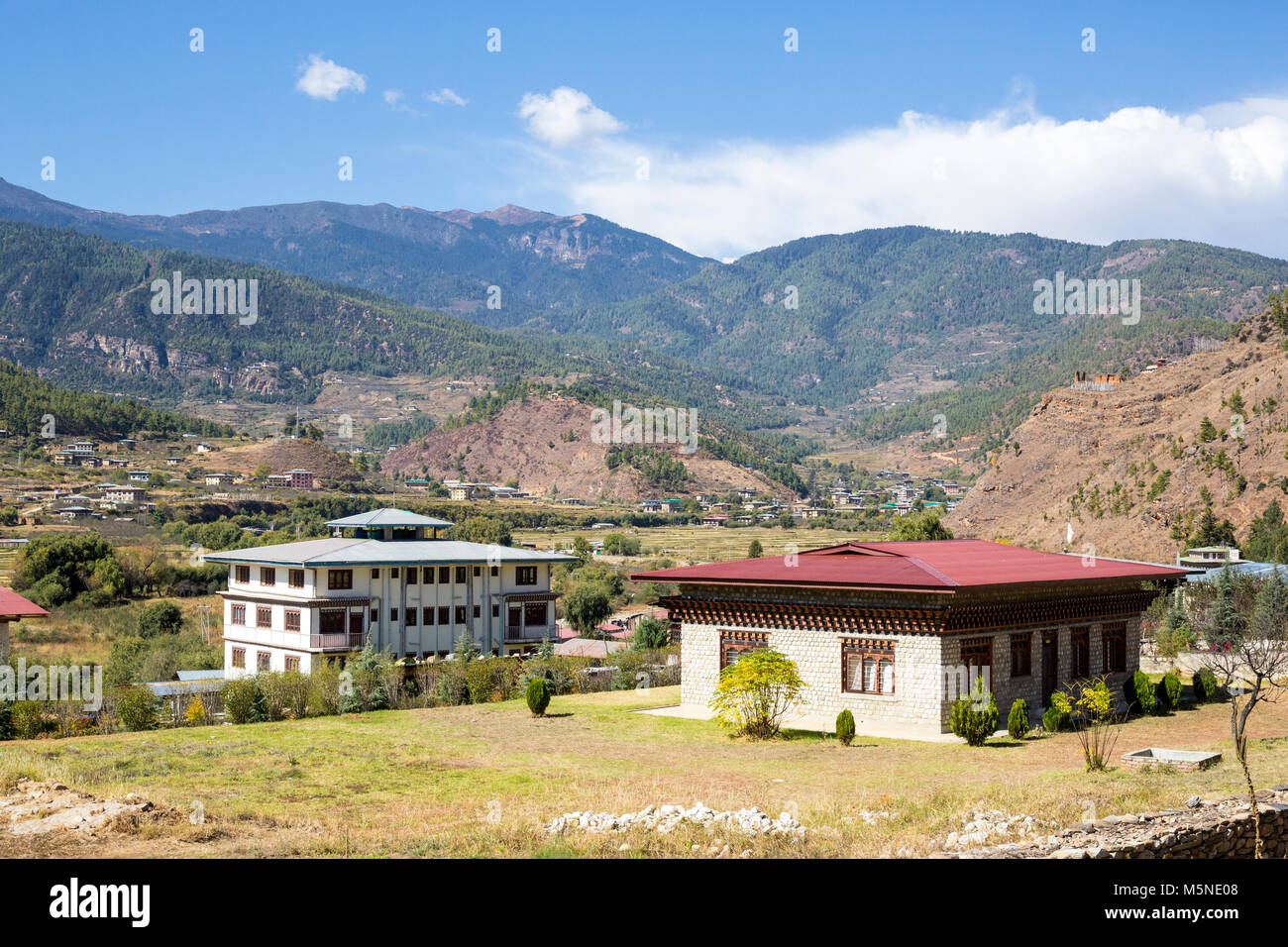 Paro, Bhutan. Houses in Valley approaching Paro Stock Photo - Alamy